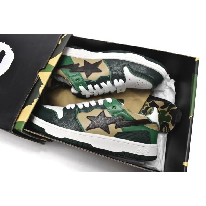 BAPE-A Bathing Ape STA Sk8 Sta 1G70-109-0027 Low Green Hills Black ...