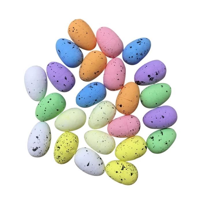 50pcs œufs de caille en mousse colorés d'oiseaux artificiels de Pâques ...