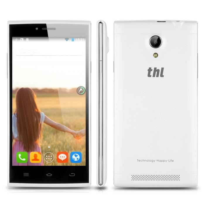 THL T6 3G Smartphone Blanc Débloqué (5.0" Grand Écran Android 4.4 Octa ...
