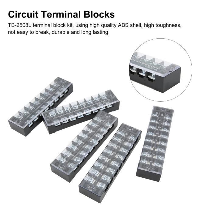 Borne à vis - YOSOO - TB2508L - 8 Positions - 25A - ABS Blanc ...