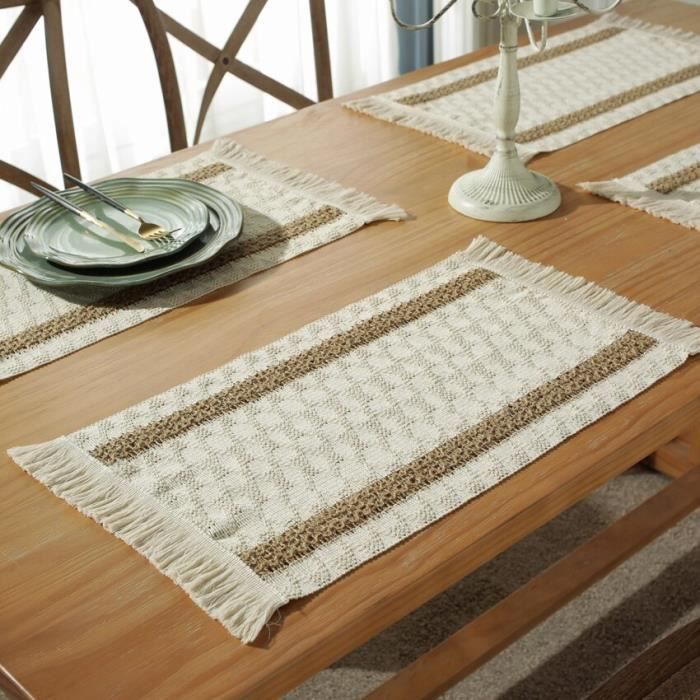 SET DE TABLE,Design 2-1 pieces--Napperons bohémiens en coton et lin ...