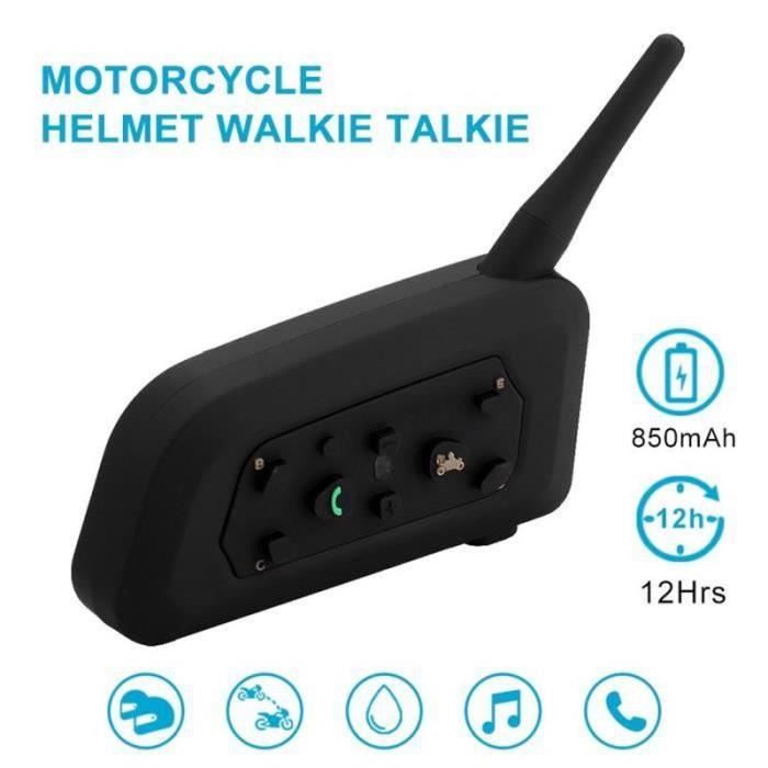 V6 Pro Bluetooth Interphone Moto Interphone pour 6 coureurs 1000M Full ...