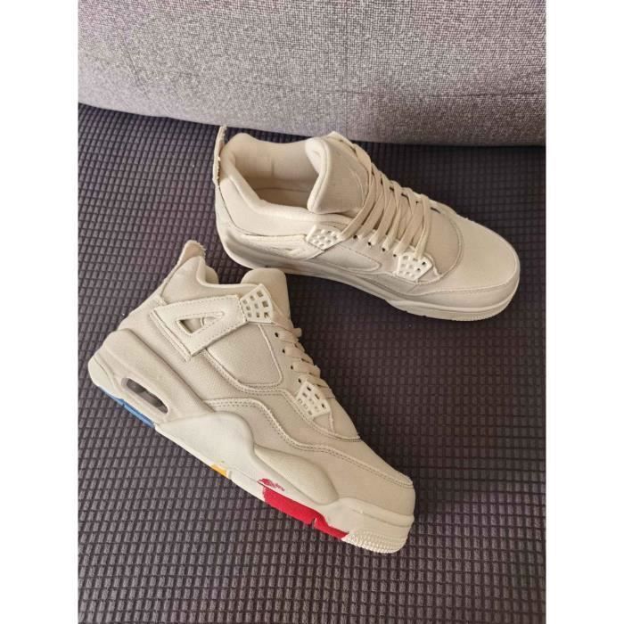 SNEAKERS X Airs-Jordans 4 Retro High Running Femme Homme Beige ...