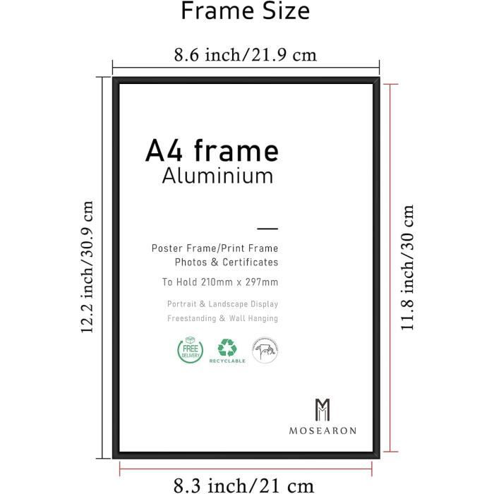 Lot De 2 Cadres Photo, Format A4, 21 X 30 Cm, Noirs, Pour Certificats ...