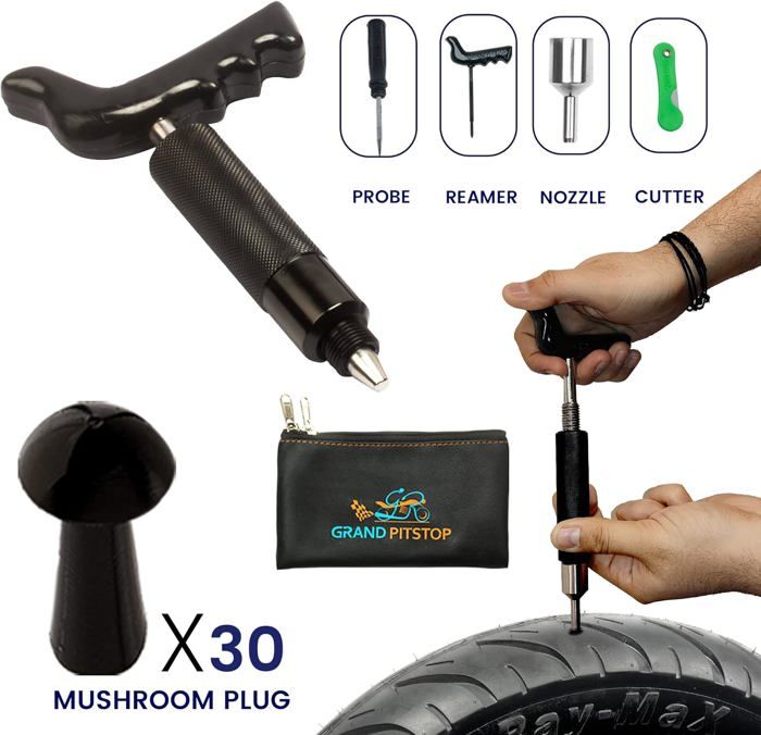 36 Pcs Tubeless Tire Puncture Repair Kit with Mushroom Plug for Tyre ...