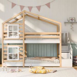 Lit cabane superpose avec escalier - Cdiscount