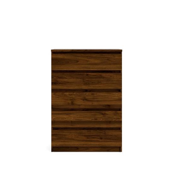 Nada Commode haute à 5 tiroirs, imitation noyer. - Cdiscount Maison