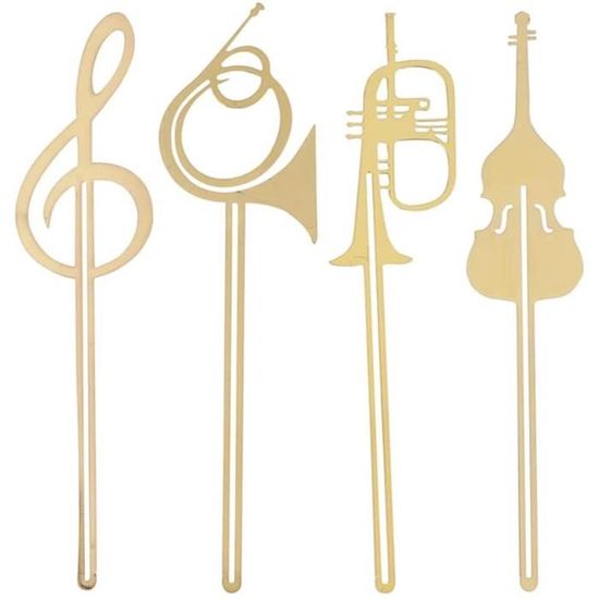 Lot de 4 marque pages en métal doré Motif instruments de musique Pour ...