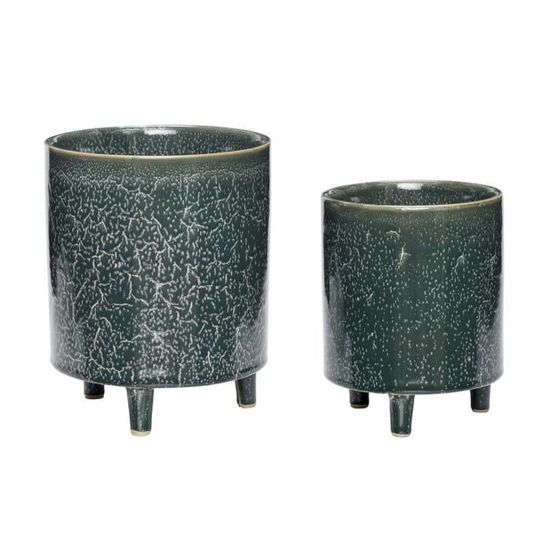 Lot de 2 pots Hubsch Interior Stand - vert foncé - 14x19/18x24 cm ...