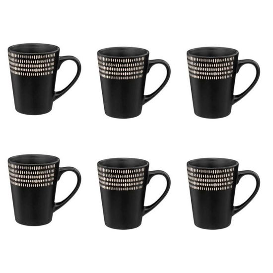 Mugs - PARIS PRIX - Ethnikaa - Lot de 6 - 32cl - Noir - Faïence - Compatible lave-vaisselle ...