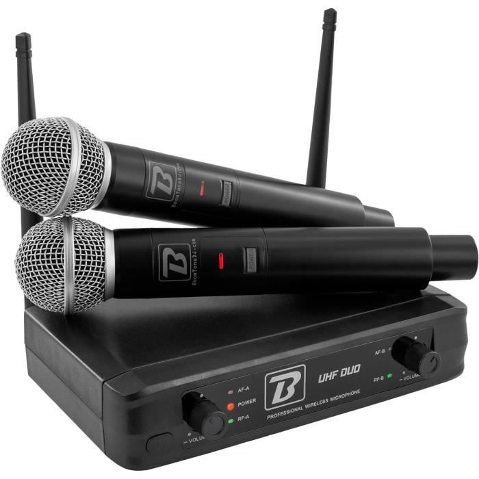 Système complet sans fil UHF UHF DUO - 2 microphones Dynamiques main - Double Canal - 663.5 et ...