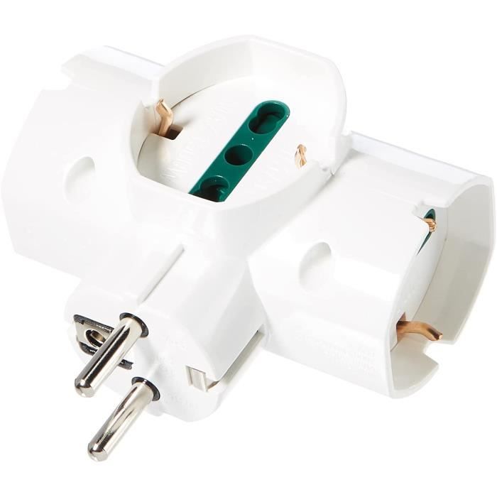 Vimar RI00316B Adaptateur lectrique multiple vertical 3 prises universelles avec protection ...