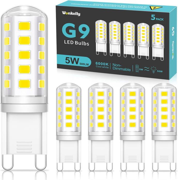 Ampoule G9 Led Blanc Froid, 5W, 500Lm, Equivalent 50W Halogène Lampe, Ampoule Economie D ...