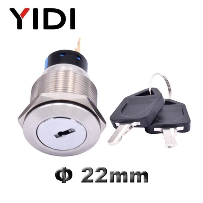 22mm 2 positions Interrupteur À Clé Rotatif En Métal, 16mm 19mm 22mm, 2 3 Positions ...