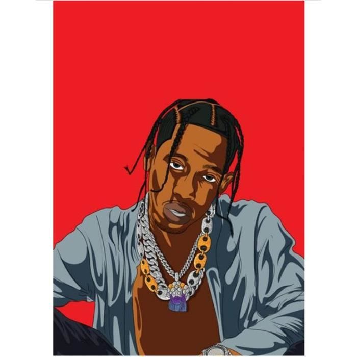JIUBING Canvas Poster Rapper Travis Scott Poster Alternative Abstract ...