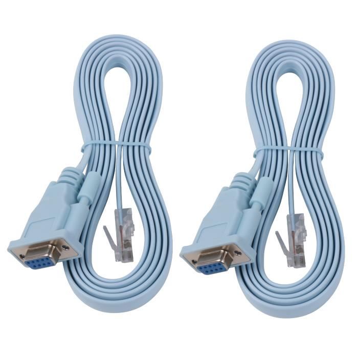2Pieces RJ45 to DB9 câble de Console Ethernet LAN Rollover Switch câble ...