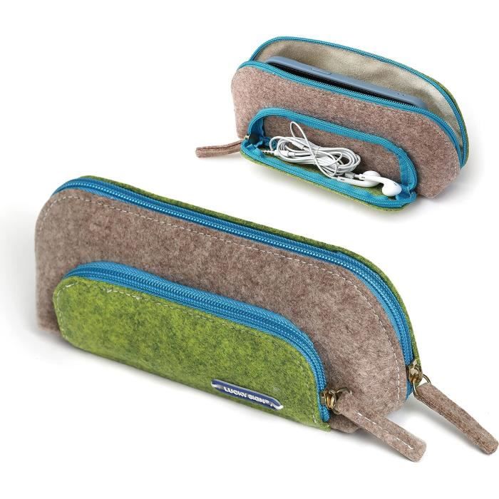 Trousse Scolaire en Feutre Trousse de Crayon Multifonction Porte-Crayons à Stylos,20.5x8.5x6.5cm ...