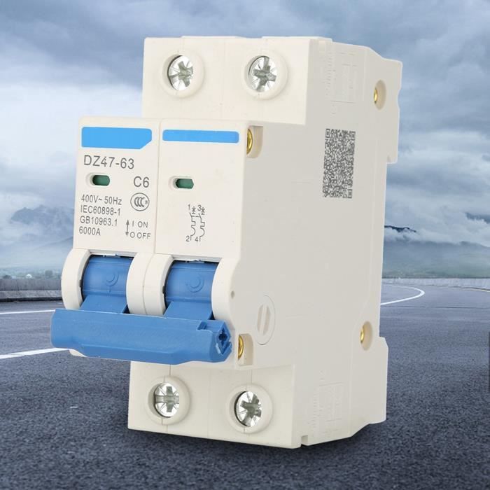 Cikonielf Disjoncteur Miniature DZ47-63 2 P Mini Disjoncteur Coupe-circuit Disjoncteur 400VAC ...