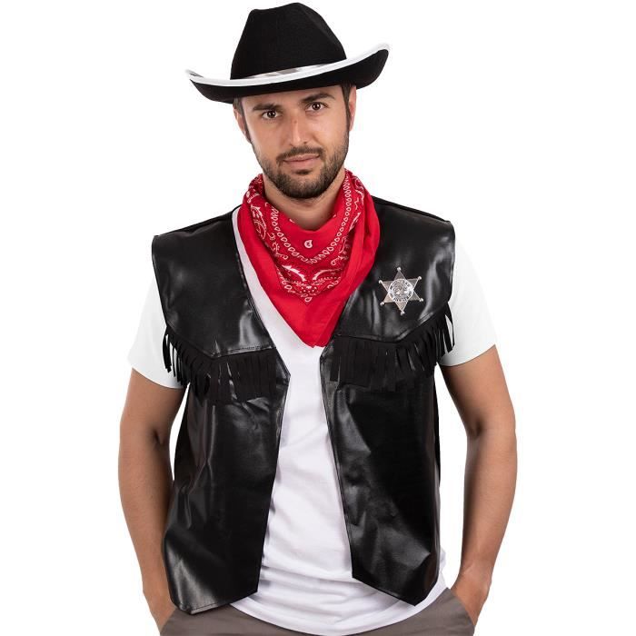 FUNIDELIA Kit cowboy homme - Déguisement pour homme et accessoires pour ...