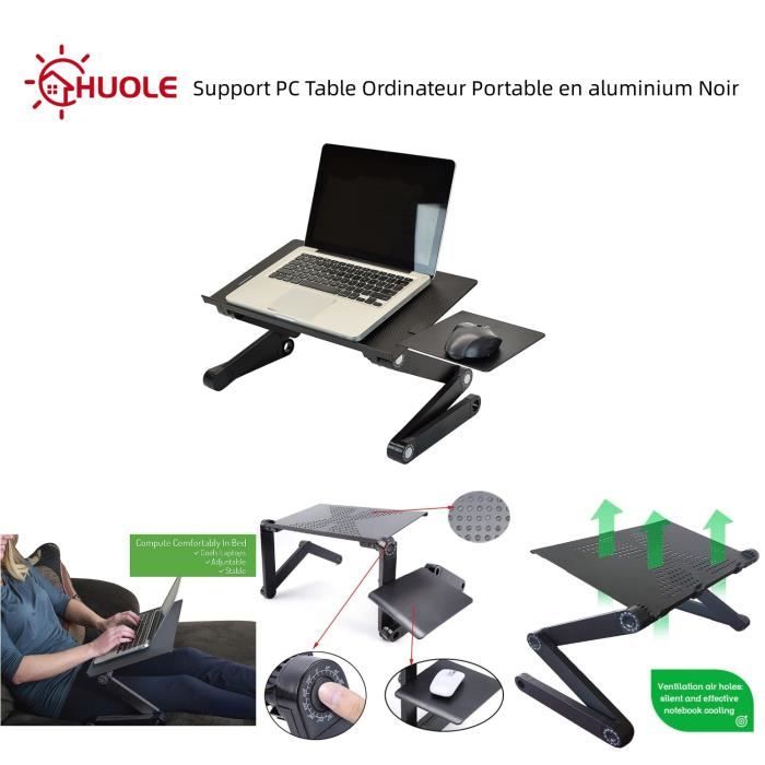 Support PC Pliable - HUOLE - Table de Lit en Aluminium - Noir - Angle ...