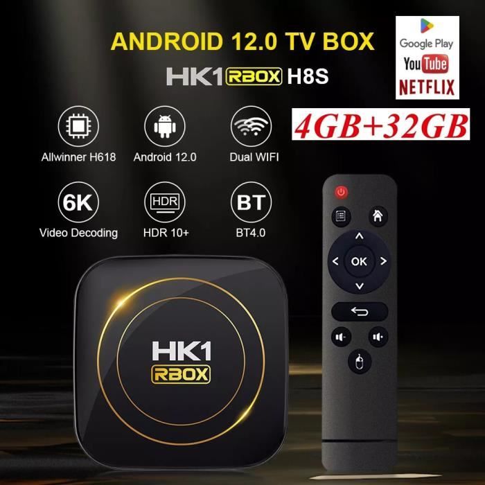 Boîte TV BOX Multimédia Android Smart TV Box 4Go+32Go iptv box Android 12 Wifi,6K,Youtube ...