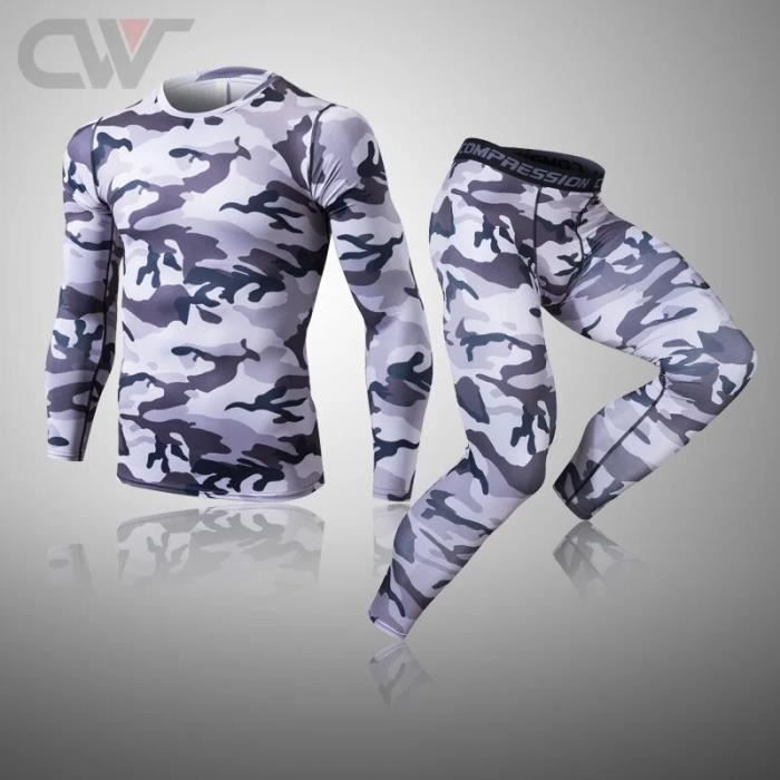 Ensemble de sous-vêtements thermiques de compression pour hommes,survêtement de course,vêtements ...