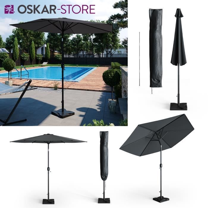 Kit parasol Oskar 270 cm avec housse de protection + pied, parasol de ...