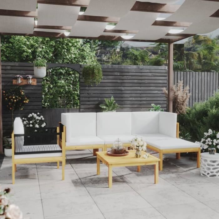 Star Sale* Salon bas de jardin balcon Sofa de jardin 6 pcs avec ...