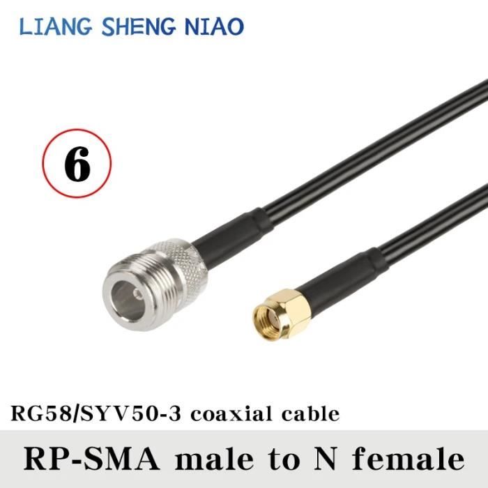 Câble d'extension coaxial RG58,connecteur SMA mâle vers N mâle,type N mâle femelle,adaptateur RF ...