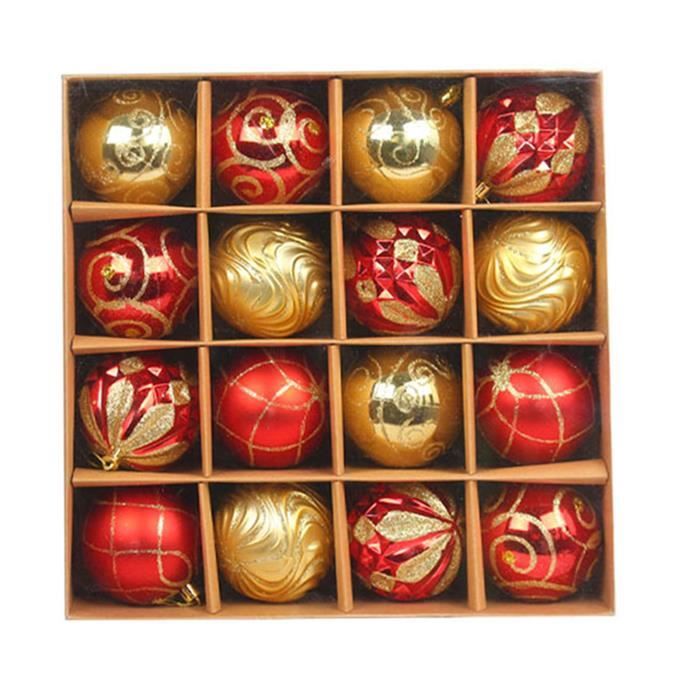 16pcs Boules de Noël en Rouge pour sapin de Noël, Pendentifs de décorations de boules de Noël ...