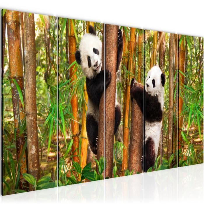 Runa art Tableau Décoration Murale Animaux Panda 200x80 cm - 5 Panneaux ...