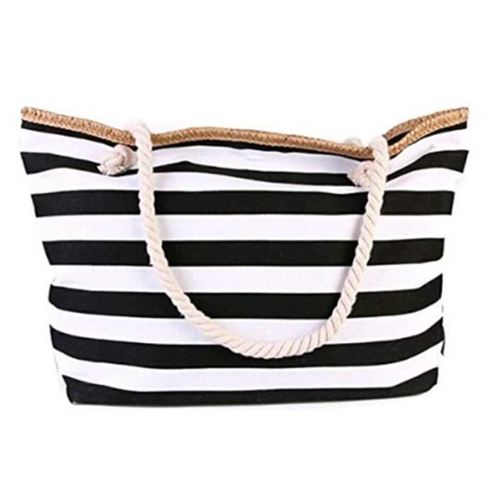 Le Sac de Plage en Toile Large Stripe Sac À Main Bourse le Sac de ...