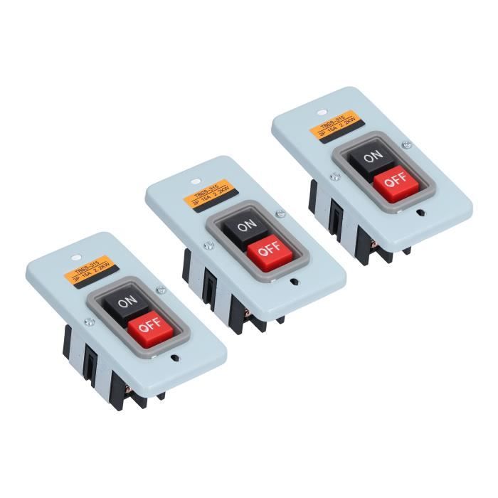 Tbest Power Press Button Switch, Brass Conductive 3 Phase Motor Switch ...