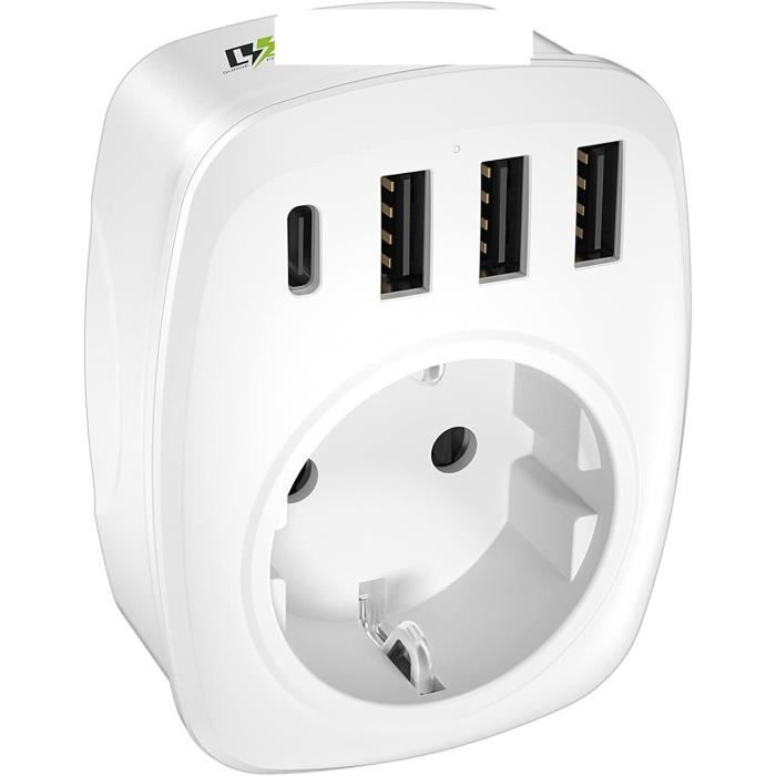 Rallonge Multiprise Avec 3 Prises Secteur + 3 Ports De Charge Usb + 1 ...