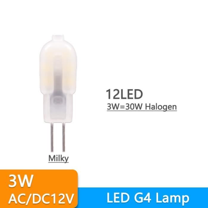 AMPOULE LED,SMD12s ACDC 12V 3W-Warm White--Ampoule COB G4, ACDC 12V ...