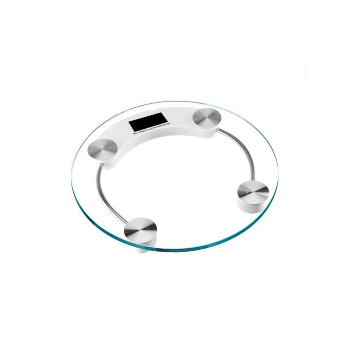 Balance, pèse-personne électronique rond en verre avec écran LED ...