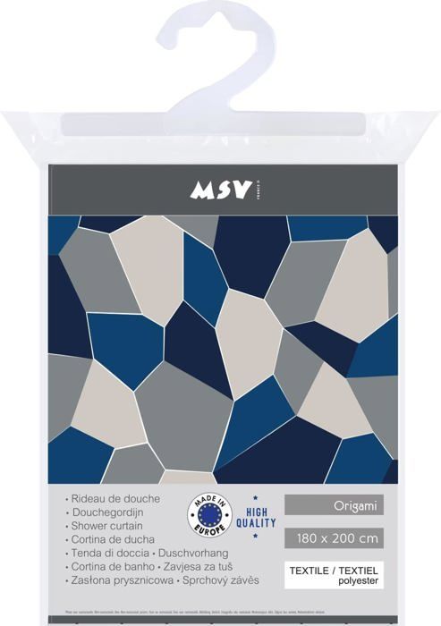 Blue Rideau de Douche Polyester Origami 180x200cm Bleu - Cdiscount Maison