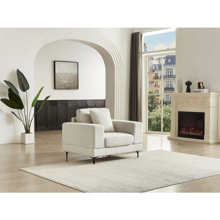 Fauteuil en tissu texturé beige JAMOLO - Cdiscount Maison