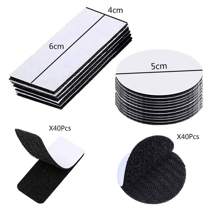 ADHESIF - BANDE ADHESIVE-Noir 80 Pièces Scratch Autocollant Rond 5cm et ...