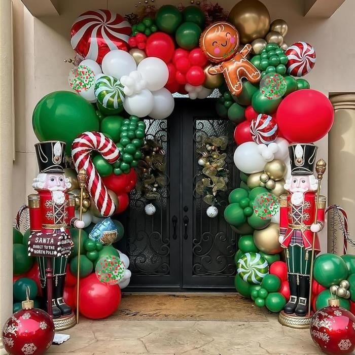 60 Pièces Ballons Noël, 12 Pouces Blanc Rouges Verts Confettis Latex ...