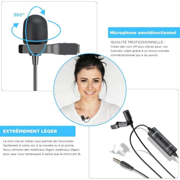 BOYA BY-M1S Micro-Cravate Professionnel à condensateur omnidirectionnel ...