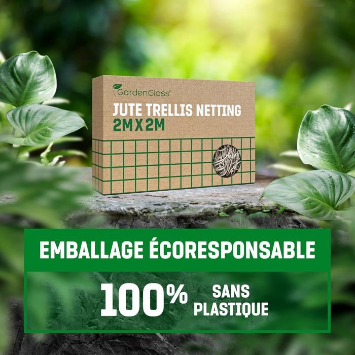 1 Filet de jute, mailles 10cm, fibres naturelles, support plantes ...