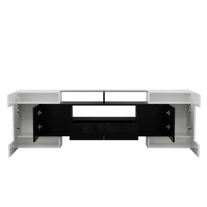 Meuble TV LED brillant 200cm, avec support TV moderne avec surface en ...