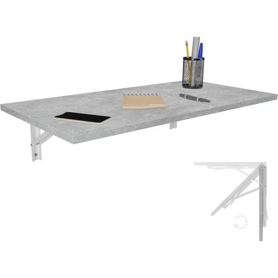 Table Murale Pliante Bureau Plateau de Table 80x40 cm en Aspect béton ...