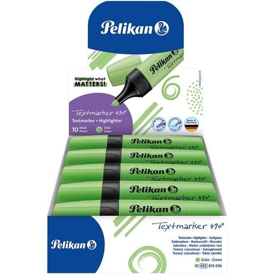 Pelikan Textmarker 490 Surligneur, Couleur Vert, Boîte De 10[u1844 ...