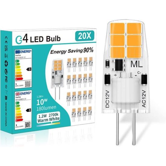 Ampoules Led G4 1.2W, Ac-Dc 12V Ampoules D'Éclairage Équivalent À 10W ...