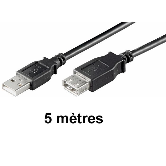 Câble USB A M/F 5m Noir - Cdiscount Informatique