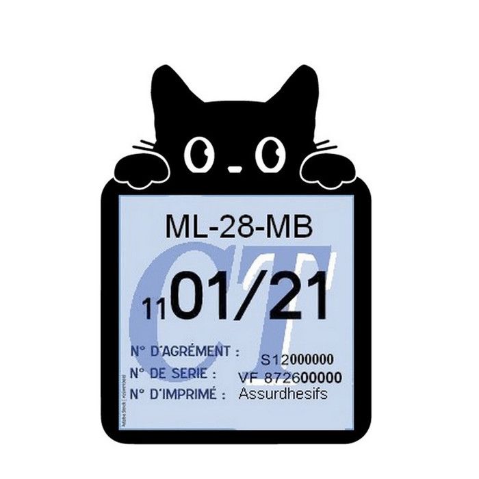 Etui porte vignette pare-brise voiture tete de chat VS145-Noir STICKERS ...