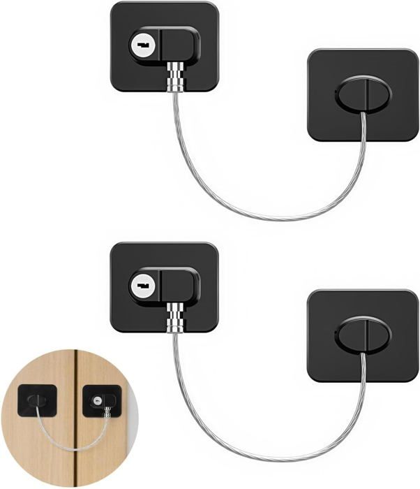 Securite Fenetre Enfant,2Pcs Fermeture Frigo Porte,Verrou de sécurité,Securite Placard Bloque ...