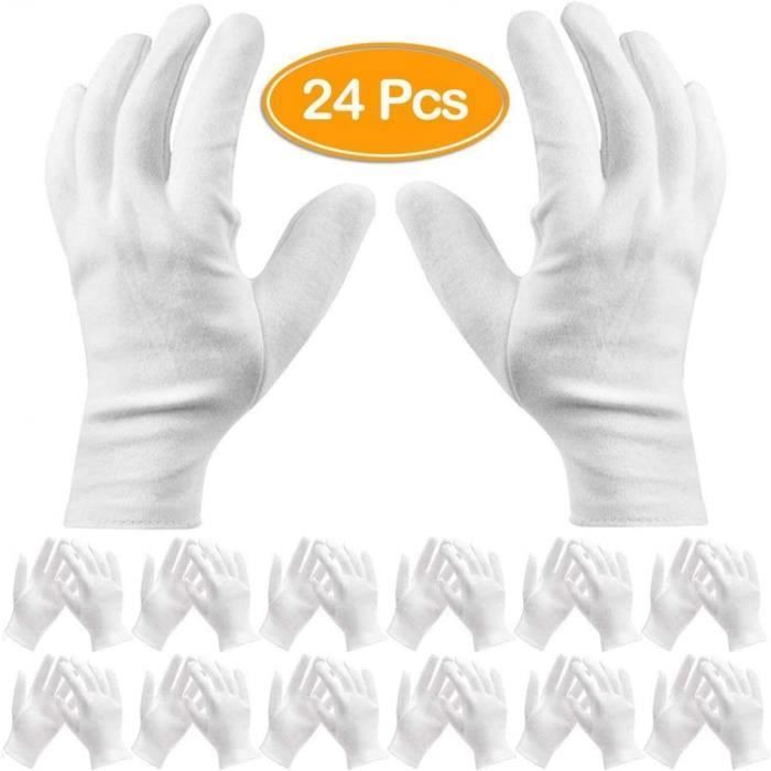 12 Paires De Gants En Coton Blanc, Gants En Tissu Blanc, Gants En Coton ...